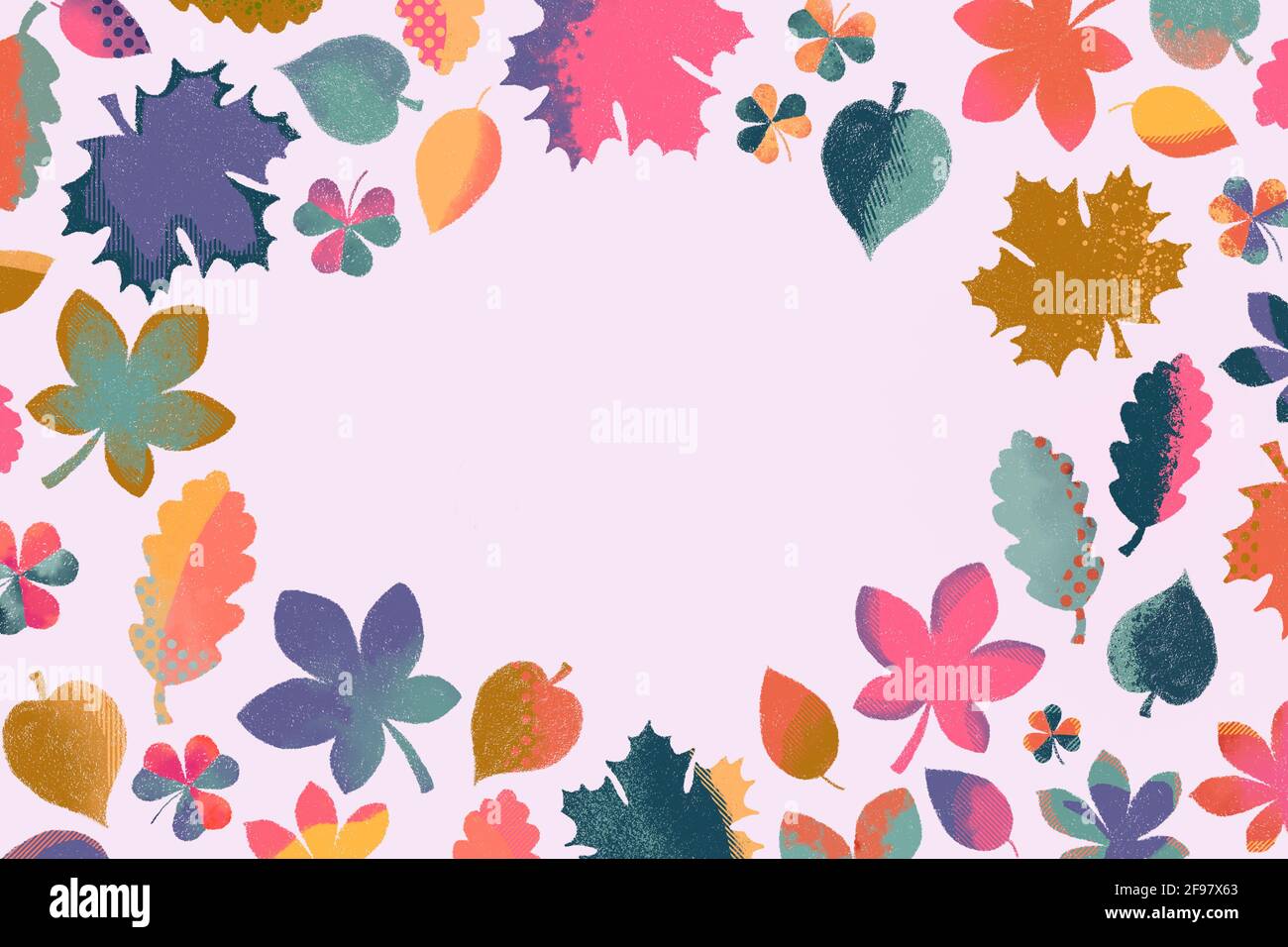 Abstract modern colorful frame formed from leaves. Illustration with ...