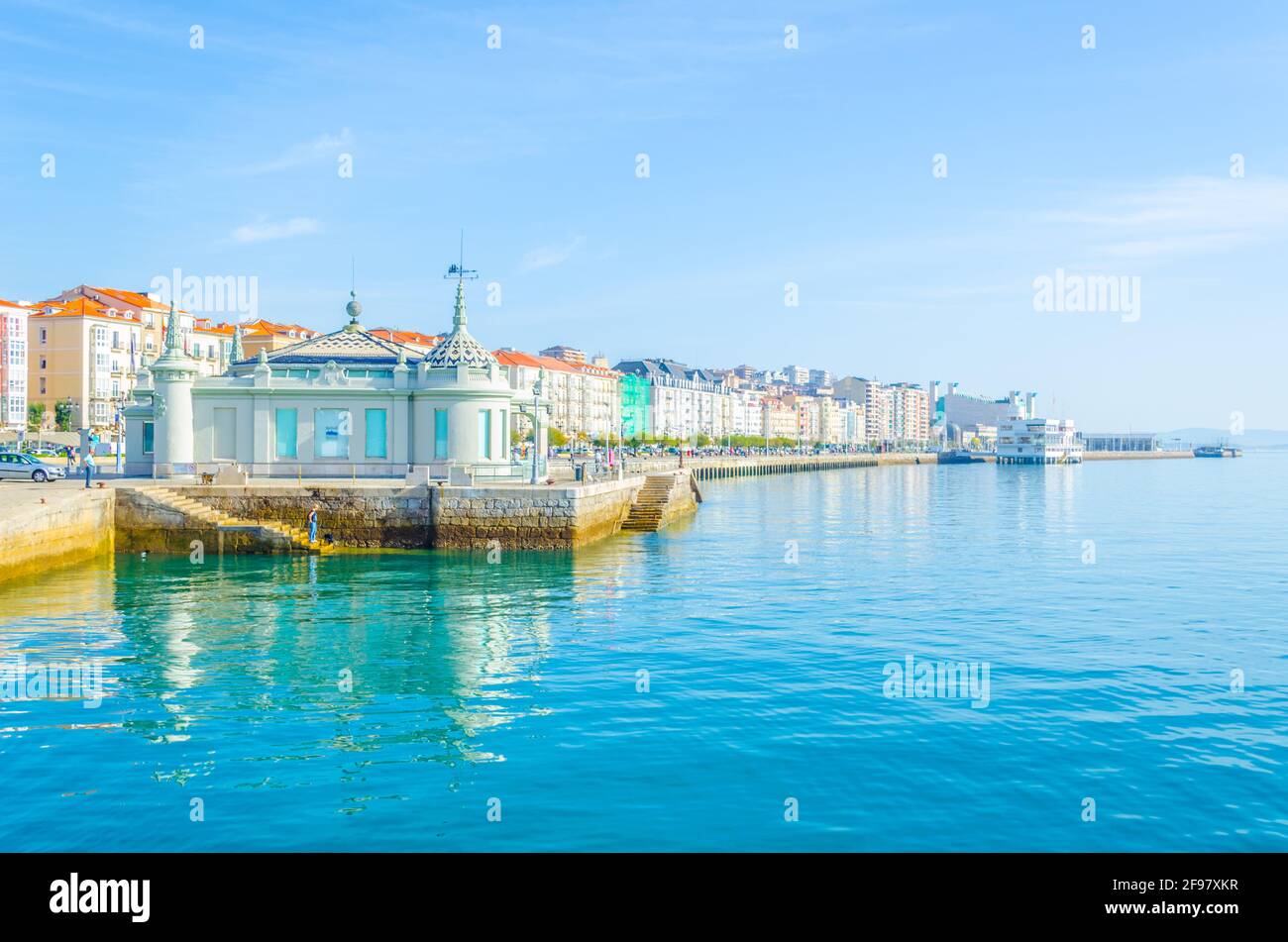 View of seaside promenade dominated by palacete del embarcadero in ...