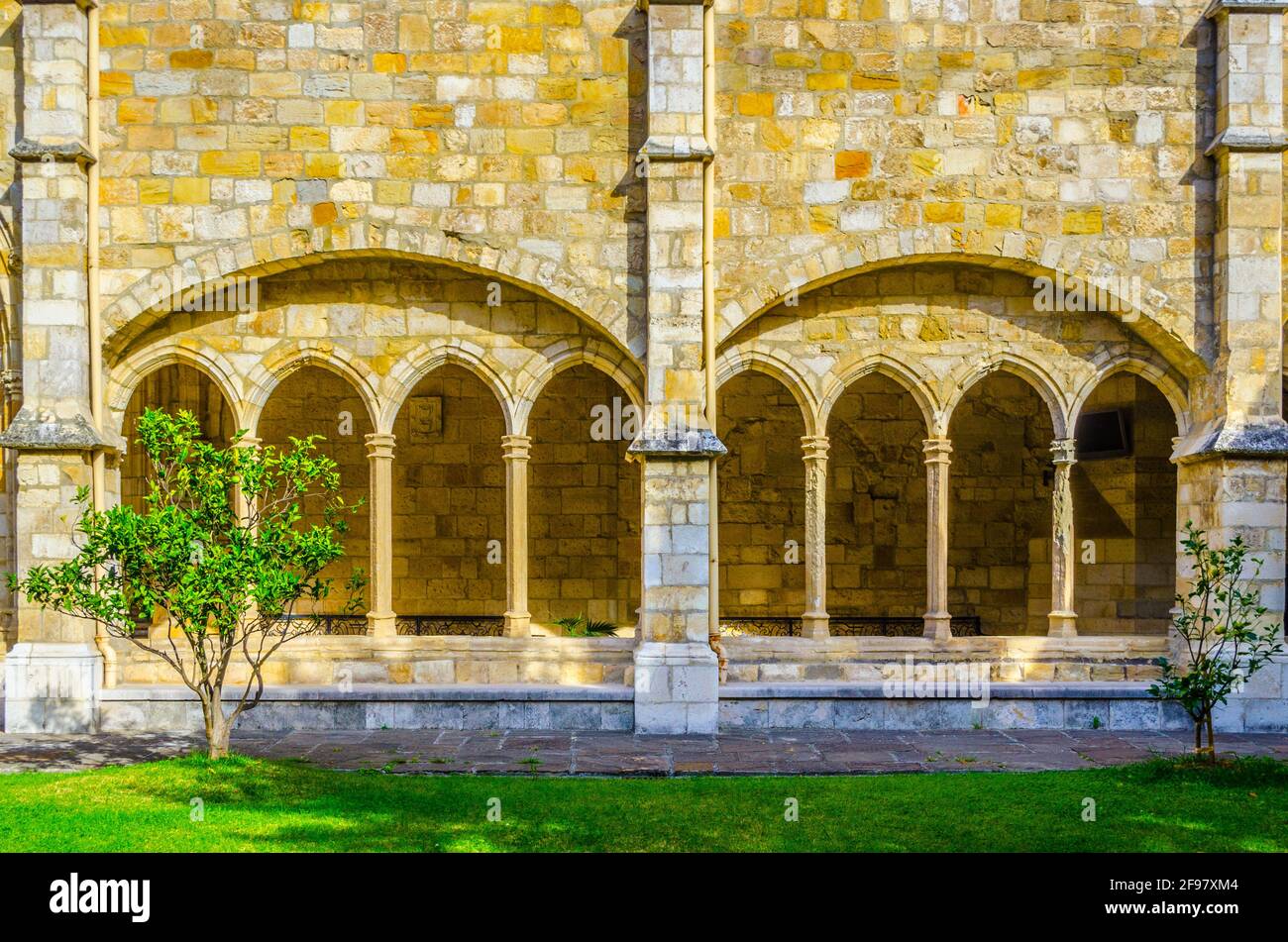 View of gothic arches of a monastery of the santander cathedral, spain ...