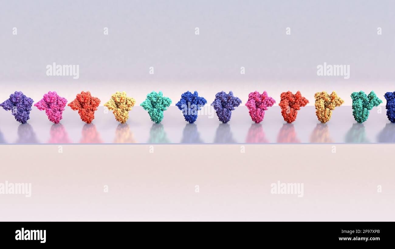SARS-CoV-2 variant spike proteins, conceptual illustration Stock Photo ...