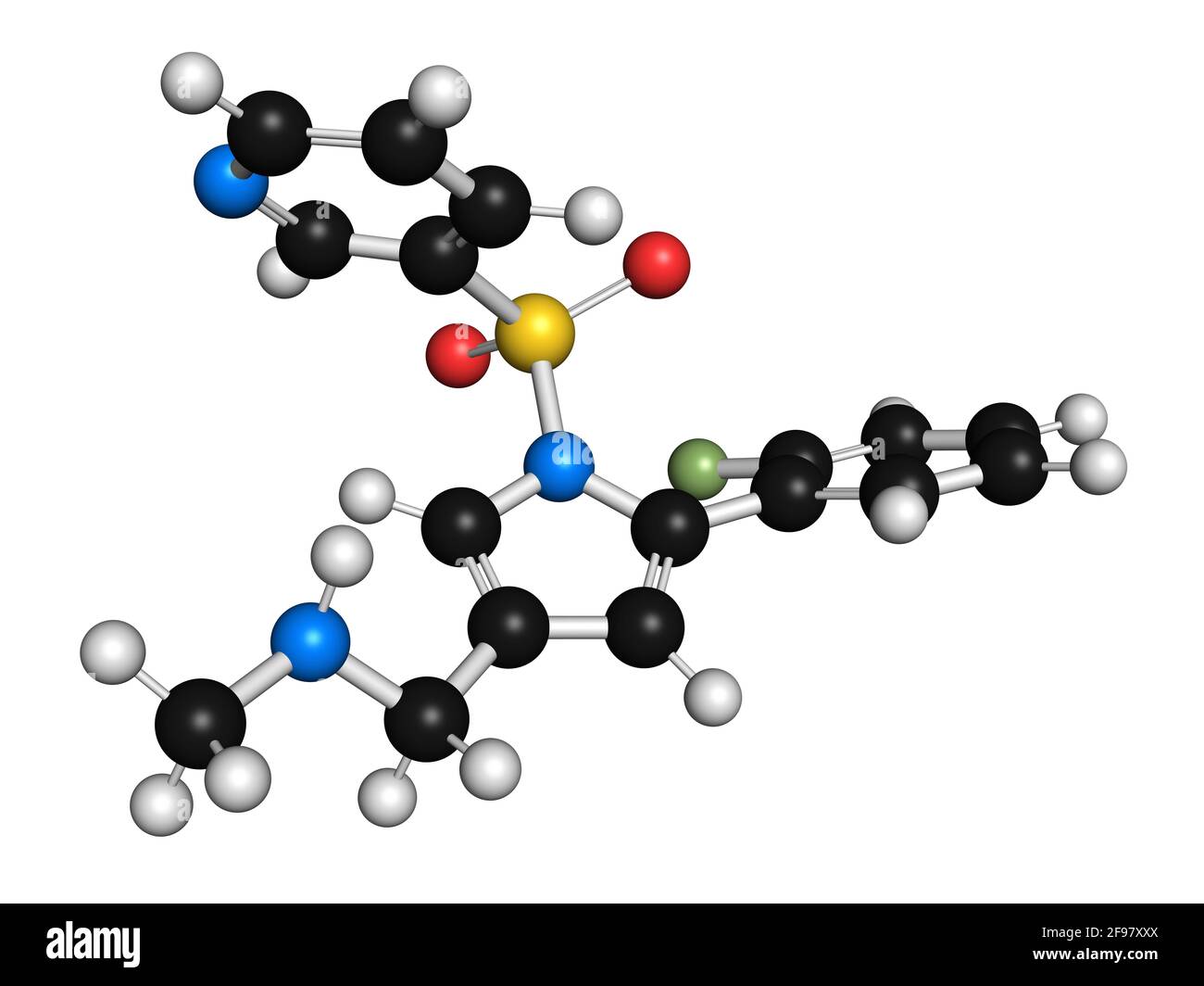 Vonoprazan drug molecule, illustration Stock Photo - Alamy