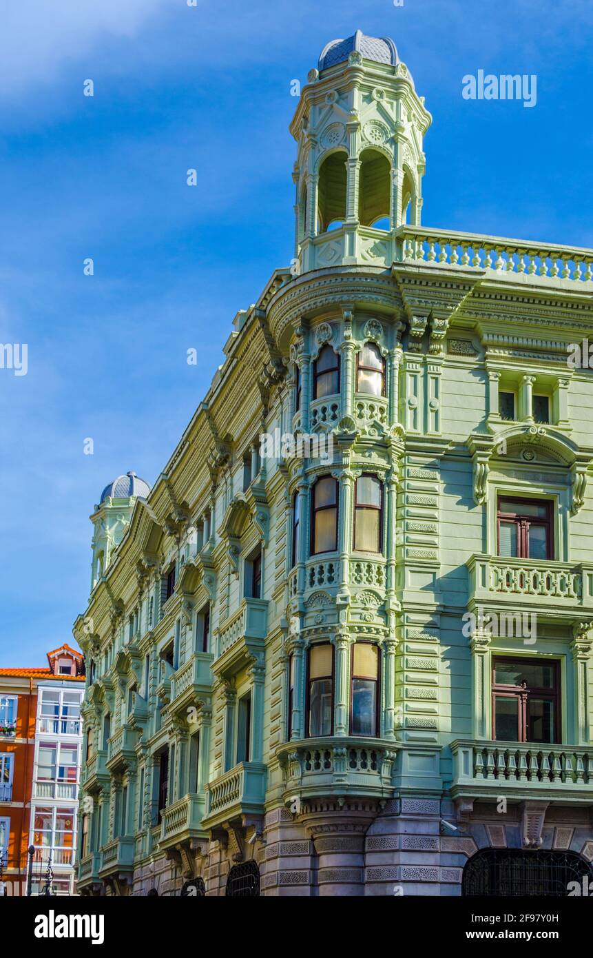 Colorful houses on a street in Santander, Spain Stock Photo - Alamy