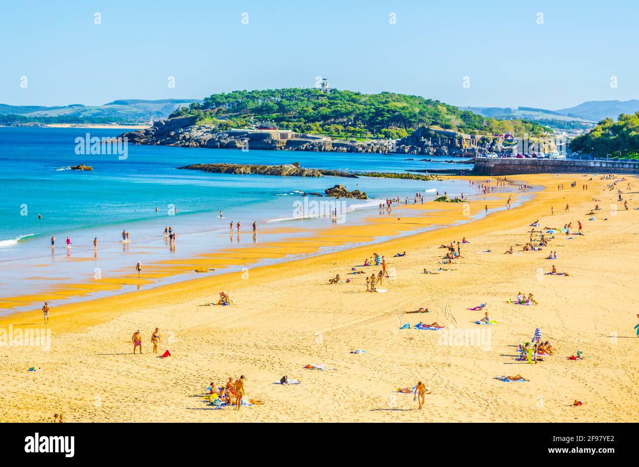 View of a beach in the spanish city Santander Stock Photo - Alamy