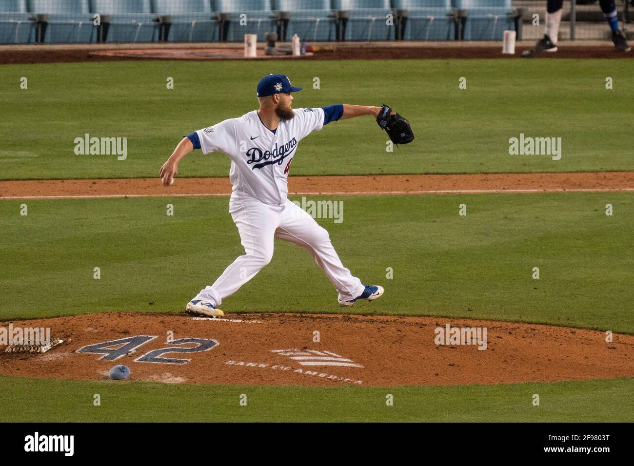 Los Angeles Dodgers starting pitcher Jimmy Nelson during a MLB game ...