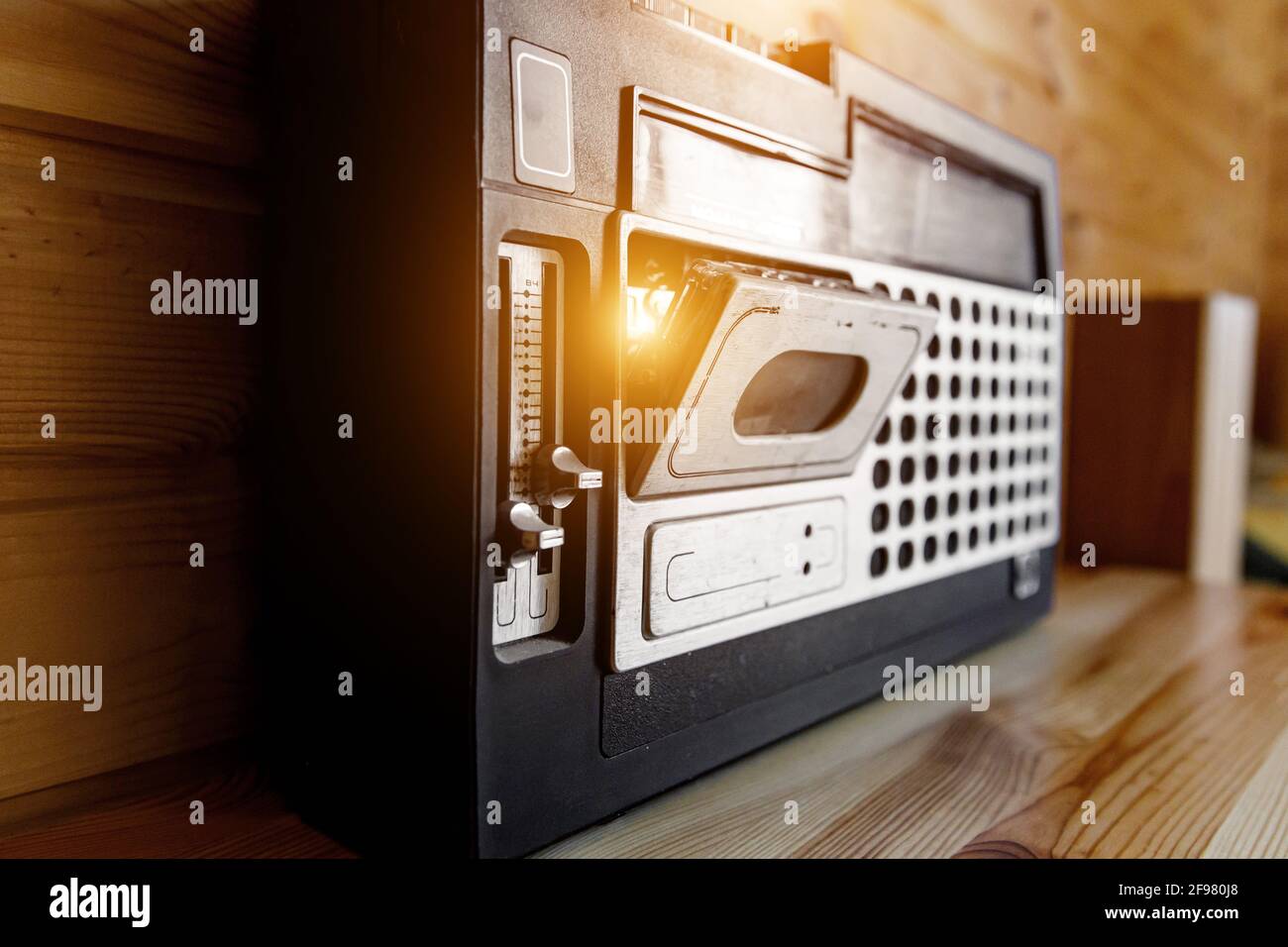 Old tape recorder with audio cassette Stock Photo - Alamy