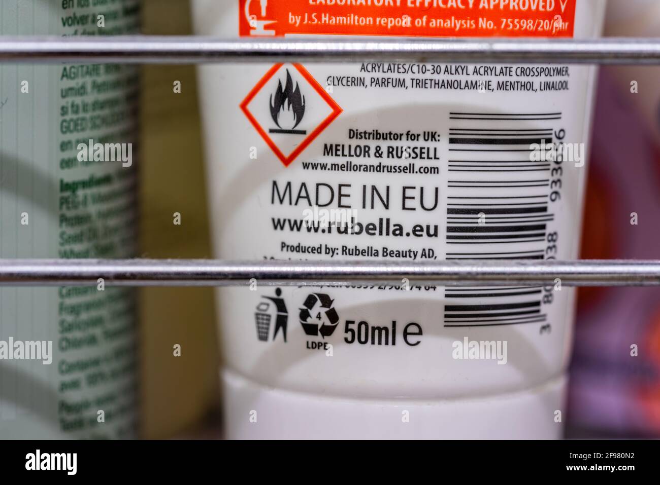 Closeup of a ‘Made in EU’ label Stock Photo - Alamy