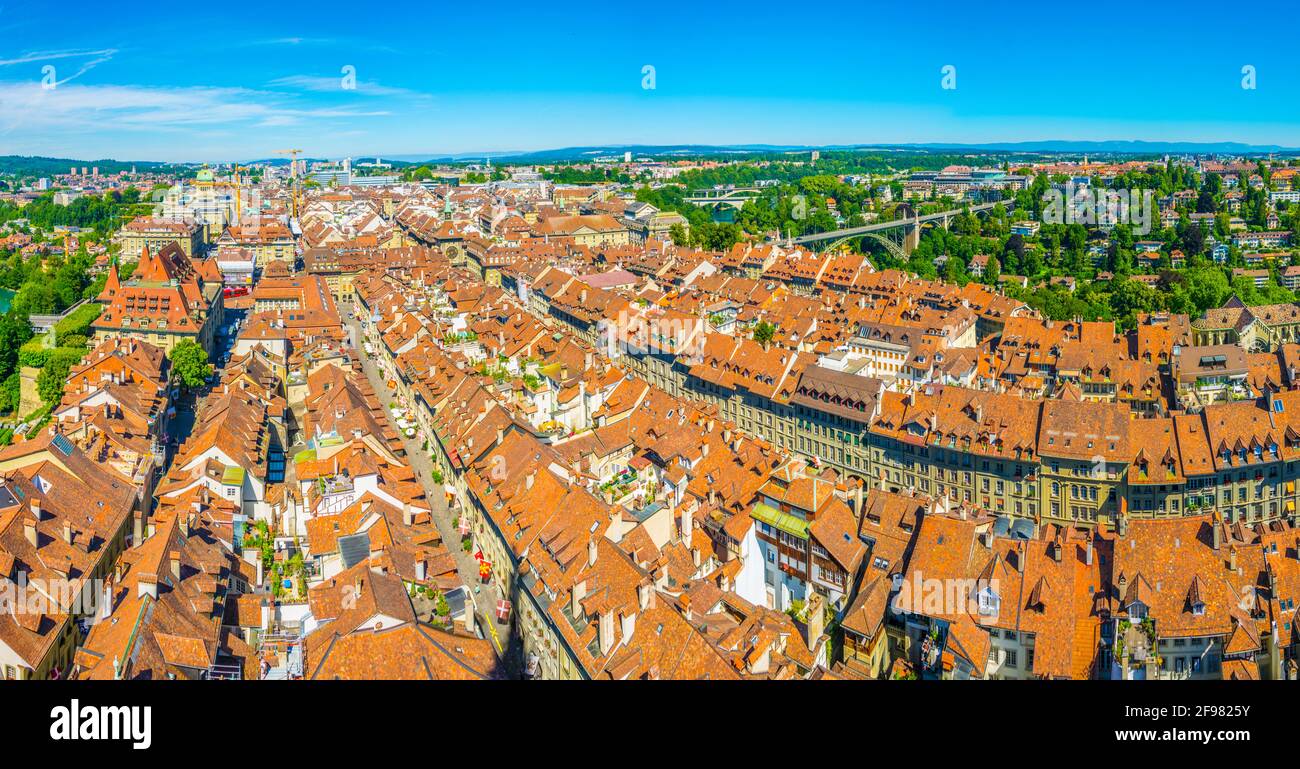 Aerial view of Bern from the münster cathedral in Switzerland Stock ...