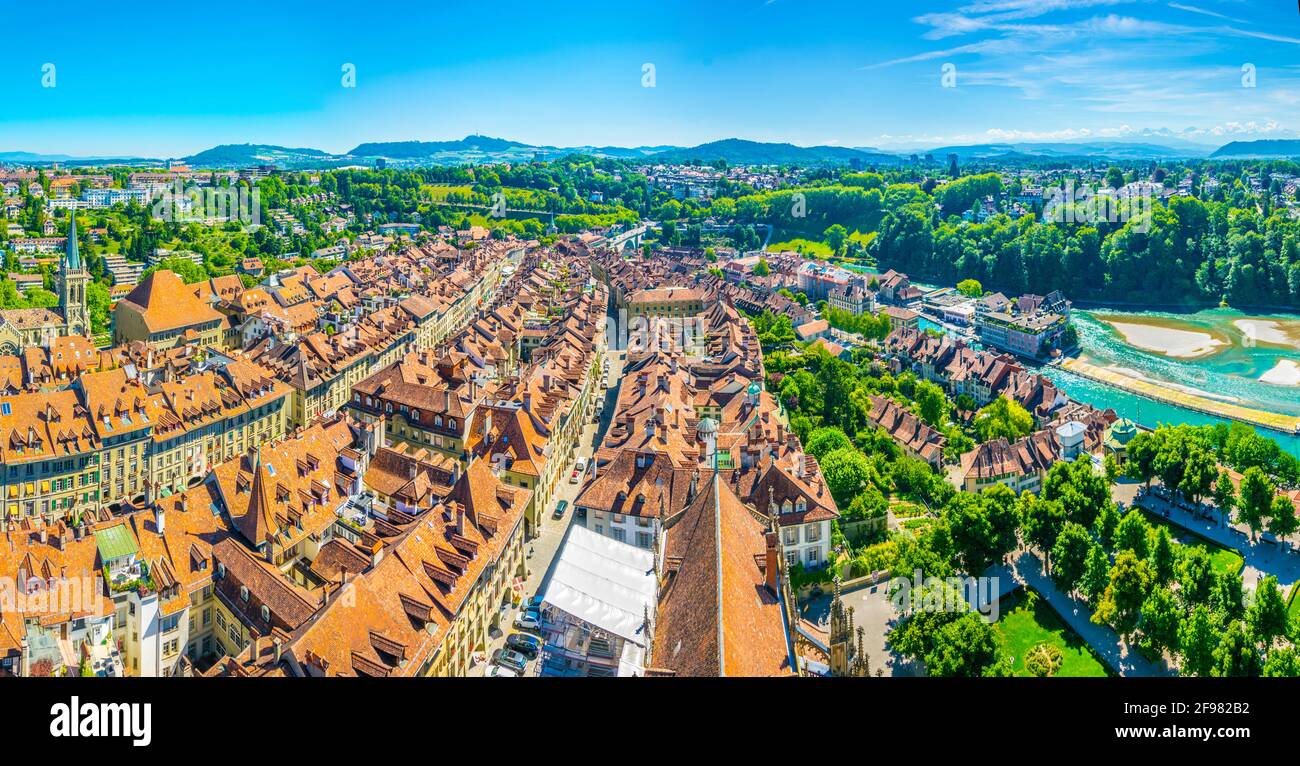 Aerial view of Bern from the münster cathedral in Switzerland Stock ...