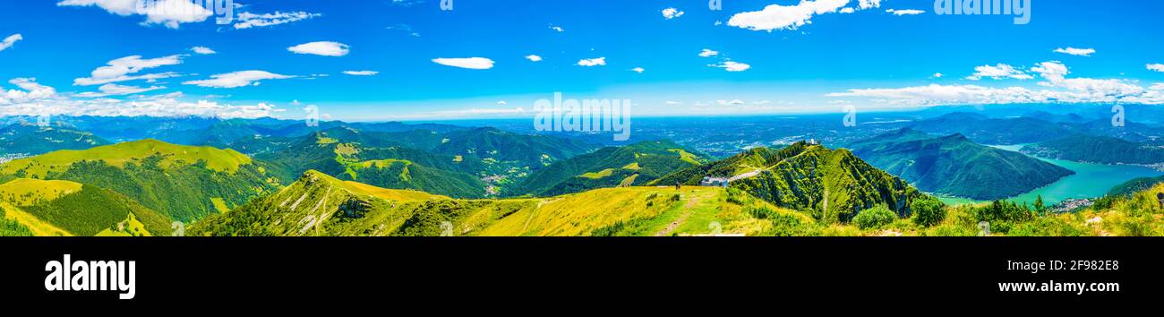 Aerial view of Lugano lake from Monte Generoso, Switzerland Stock Photo ...