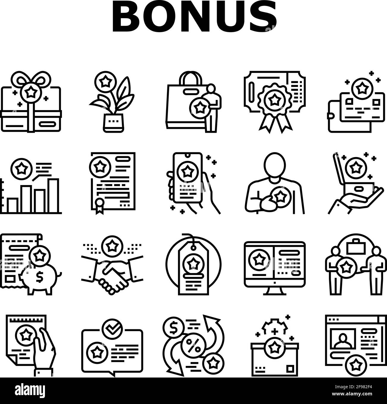 Bonus Present Of Sales Collection Icons Set Vector Stock Vector Image ...