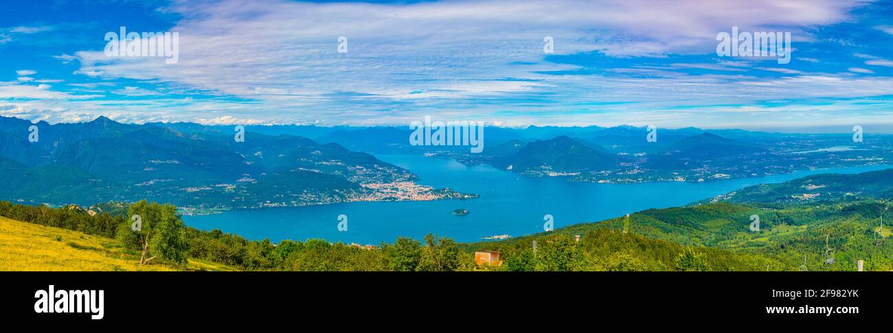 aerial view of Lago Maggiore from Mottarone mountain in Italy Stock ...