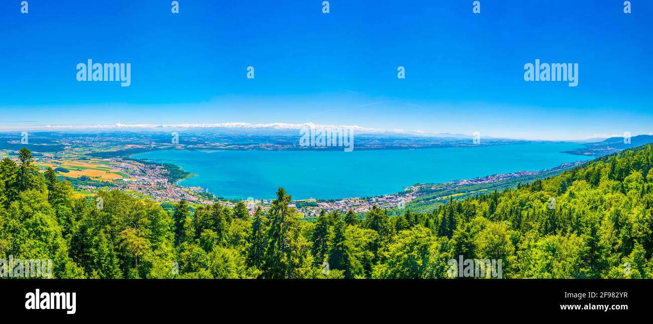Aerial view of neuchatel lake in Switzerland Stock Photo - Alamy