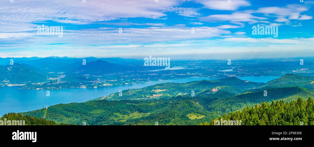 aerial view of Lago Maggiore from Mottarone mountain in Italy Stock ...