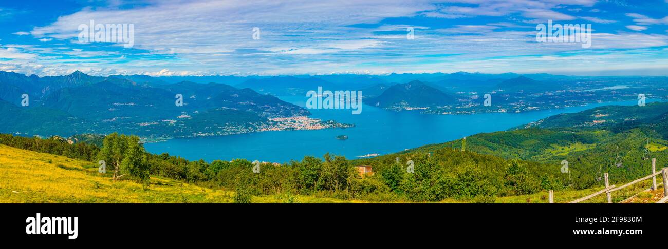 aerial view of Lago Maggiore from Mottarone mountain in Italy Stock ...