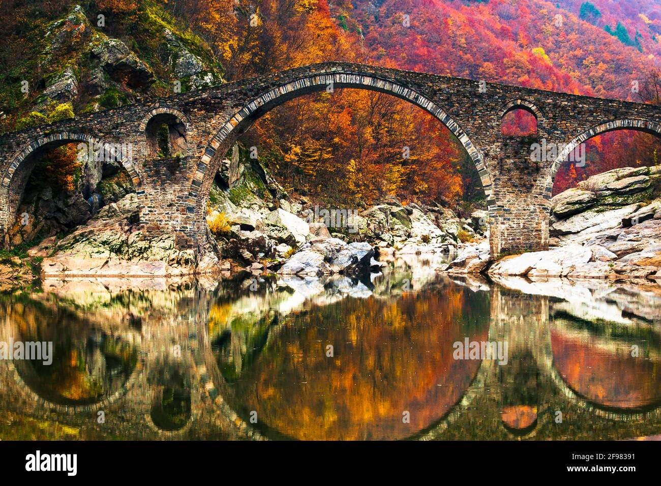 Devil's Bridge - Old ottoman bridge iver Arda river Stock Photo - Alamy