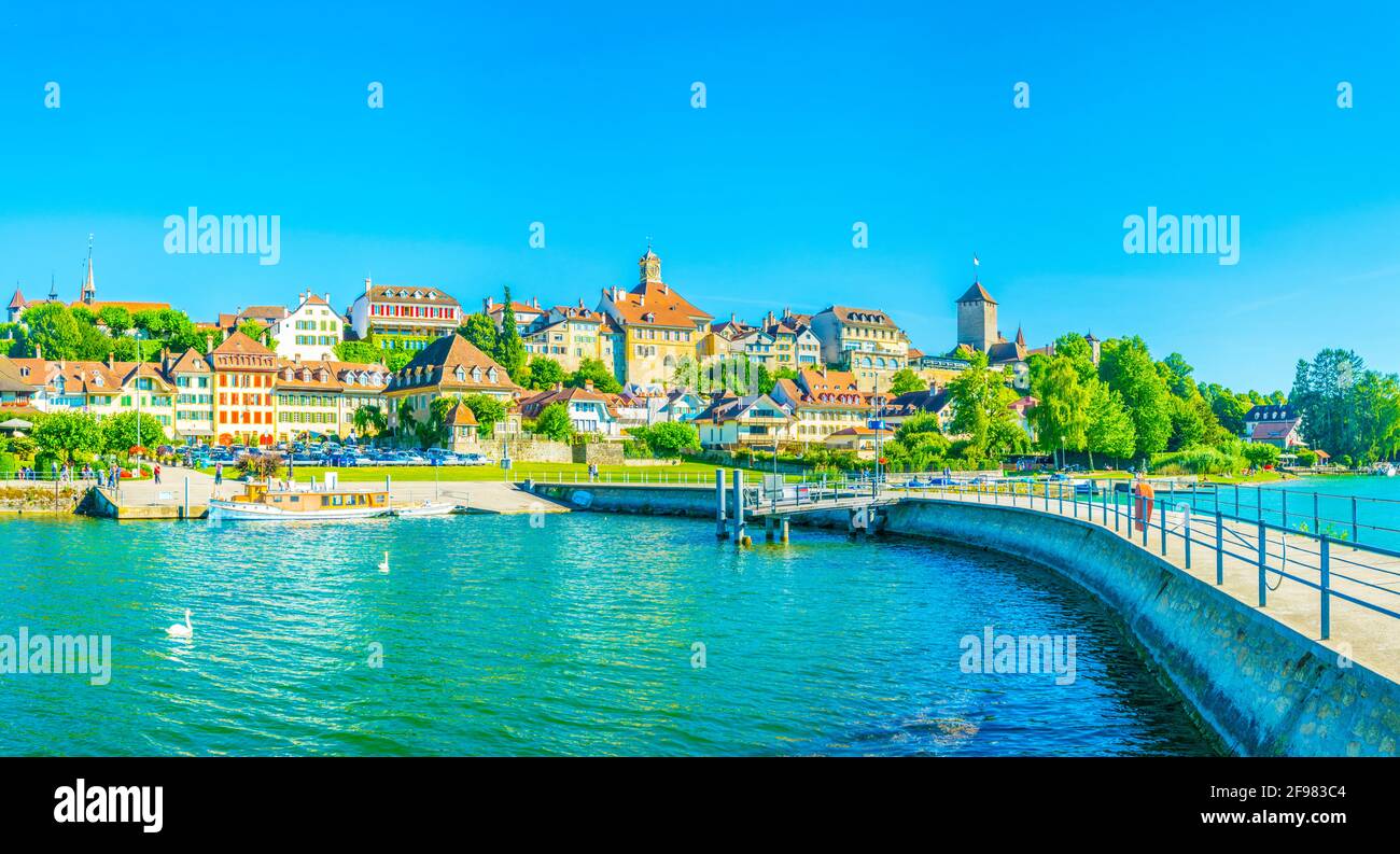 View of the historical city Murten in Switzerland Stock Photo - Alamy