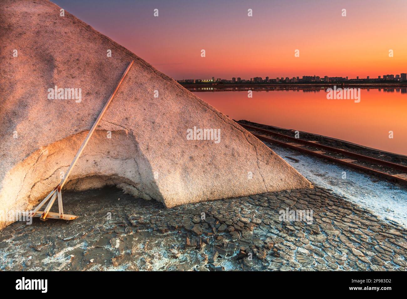 Salt pyramid - Salt mine at dusk Stock Photo - Alamy