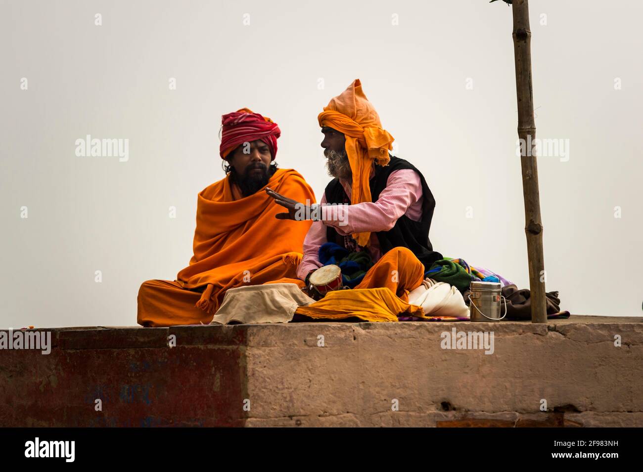 India, Varanasi, sadhus on the Ganges Stock Photo - Alamy