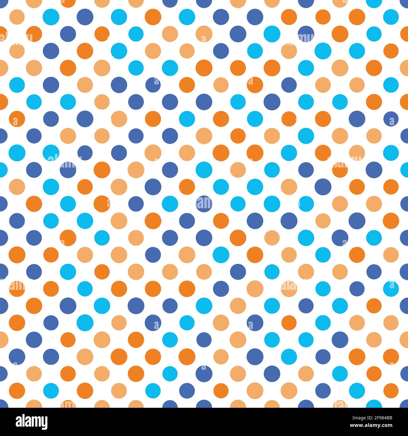 Seamless polka dot pattern. Orange and blue dots in random sizes on ...