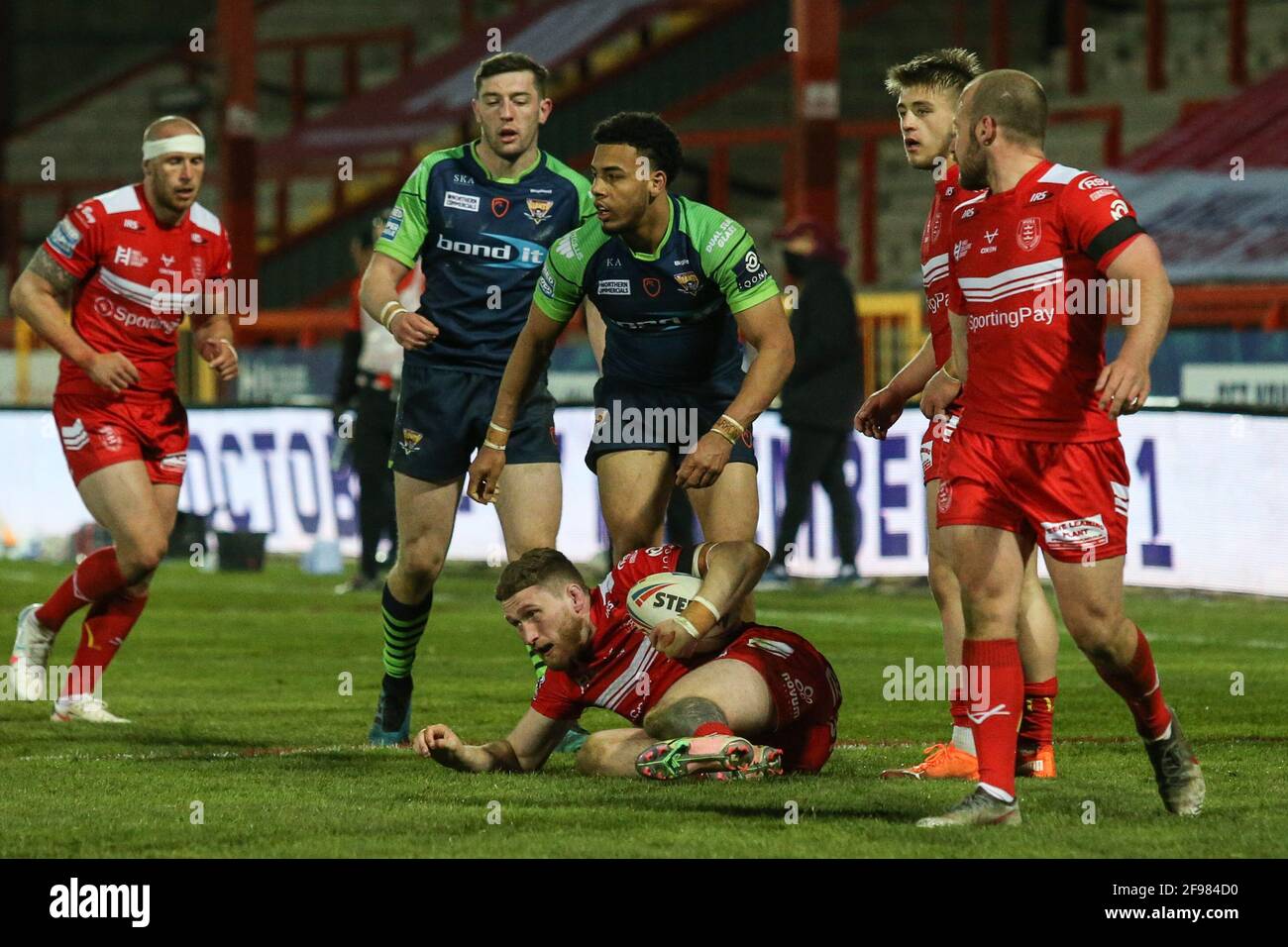 Ethan Ryan (23) of Hull KR ensures Hull KR win the match after he cuts ...