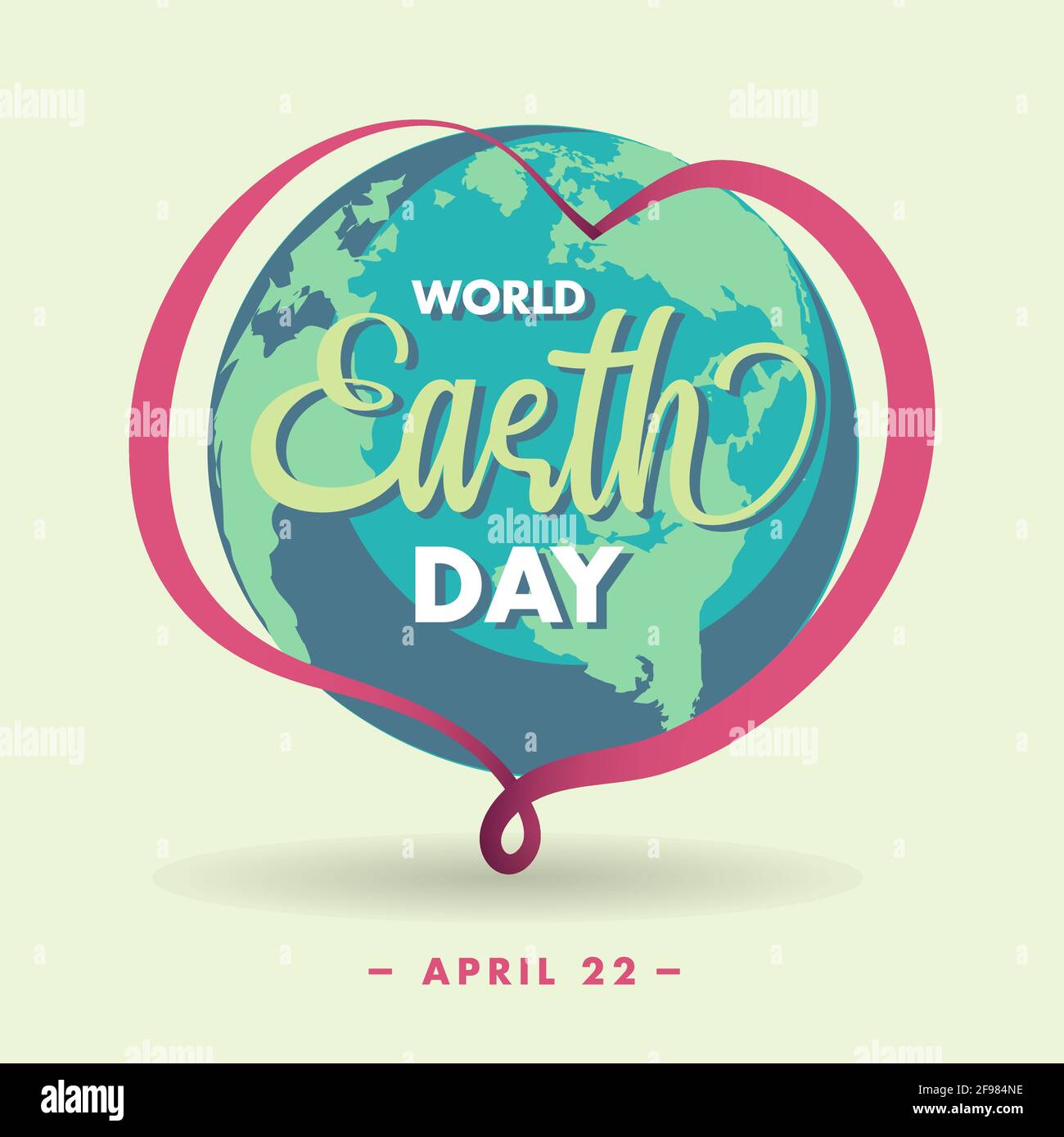 World Earth Day Poster, April 22, Globe and Heart illustration vector ...