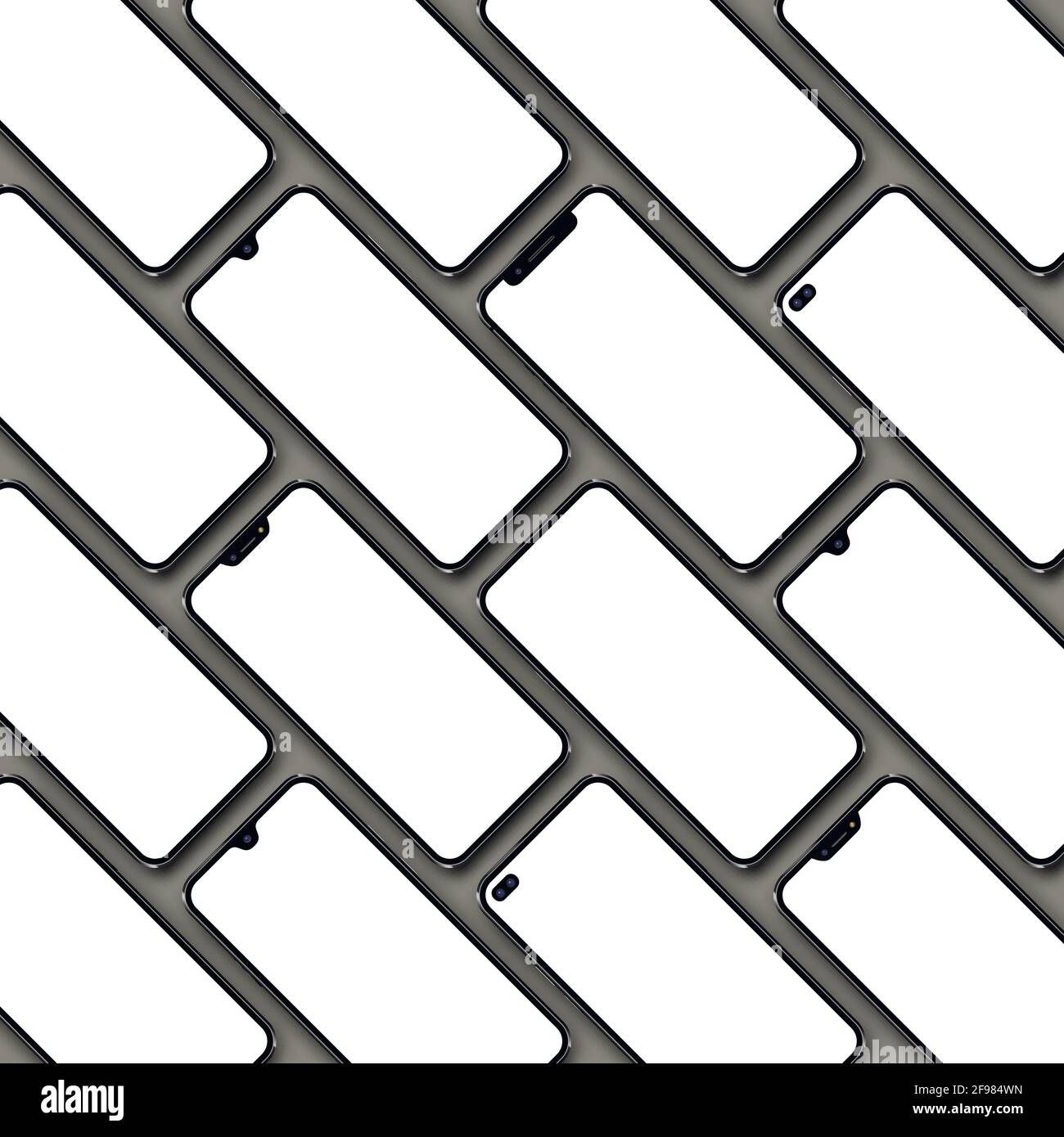 Smartphones top view multiscreen mockup on gray background Stock Vector ...