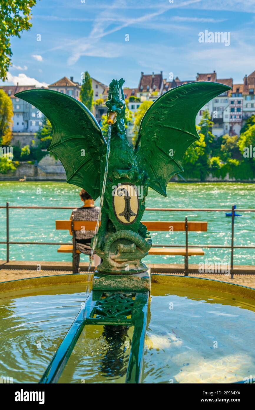 Dragon-shaped drinking fountain in Basel, Switzerland Stock Photo - Alamy