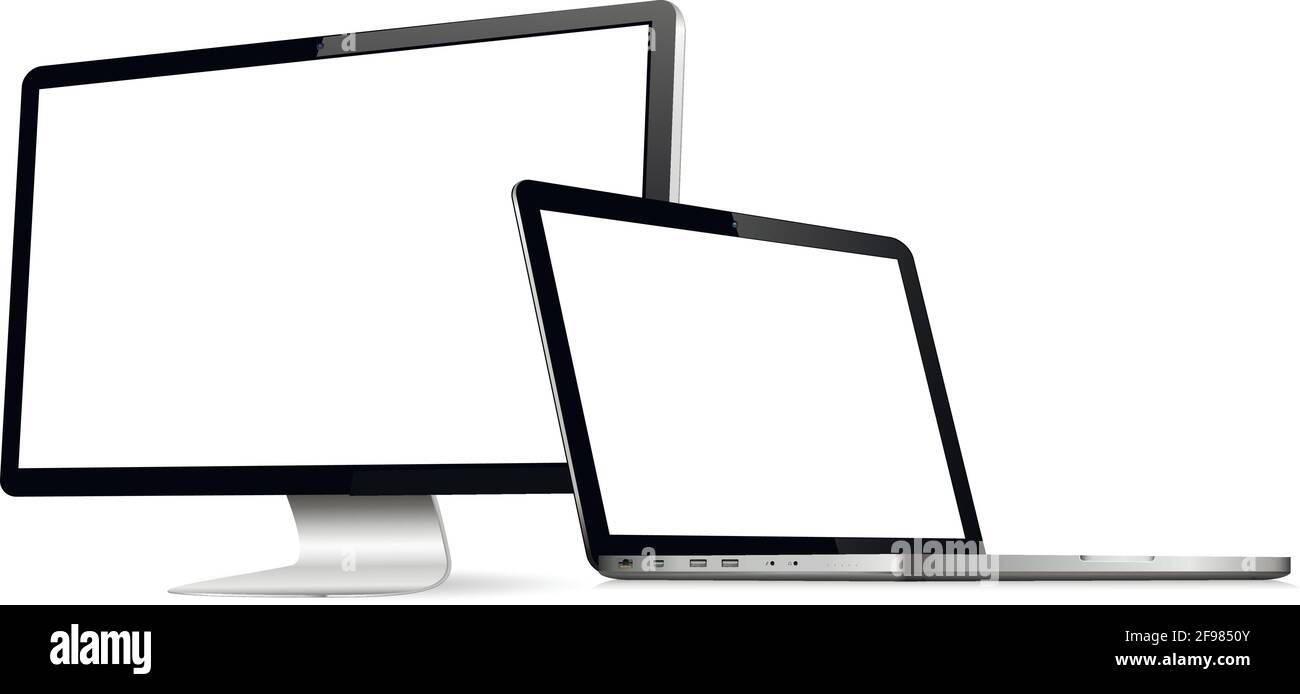 Responsive web design computer display with laptop isolated Stock ...