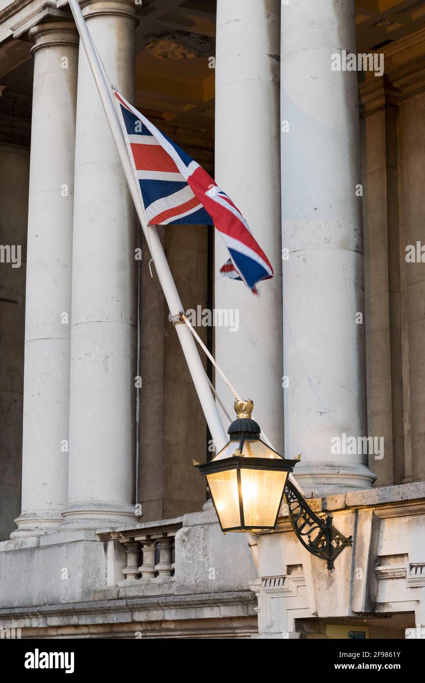 Union flag hang in half mast in tribute to Prince Philip duke of ...