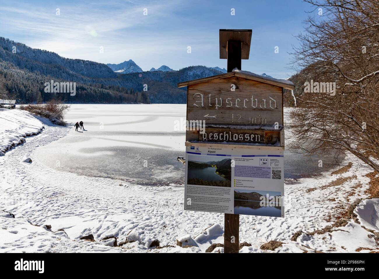 Sign at frozen alpsee in winter hi-res stock photography and images - Alamy