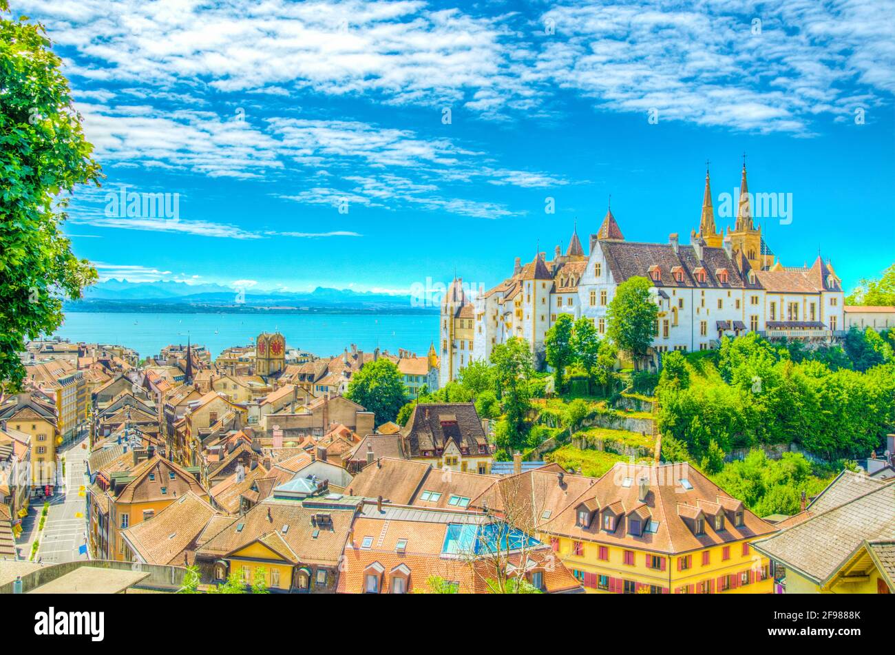 Neuchatel castle in Switzerland Stock Photo - Alamy