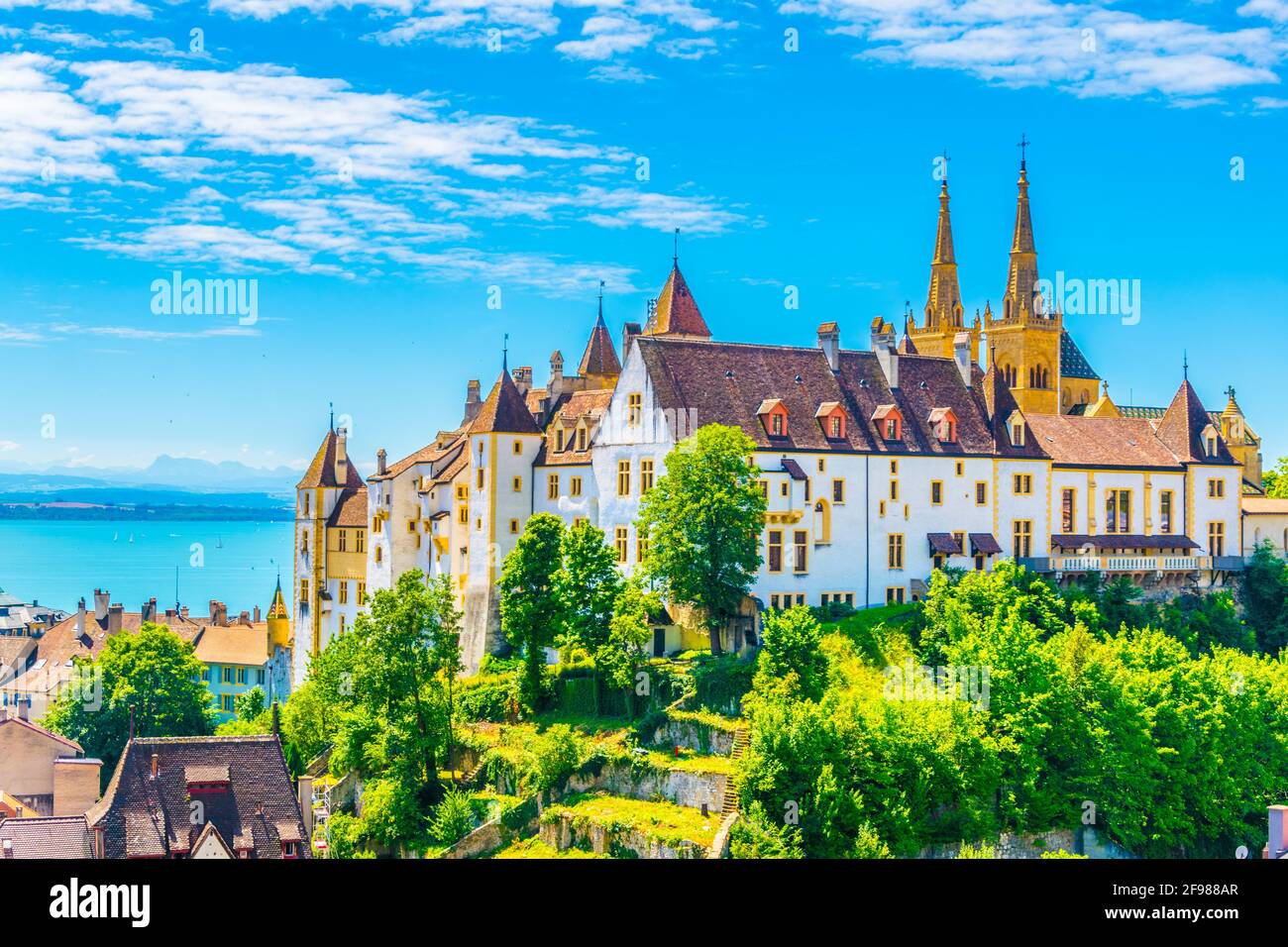 Neuchatel castle in Switzerland Stock Photo - Alamy