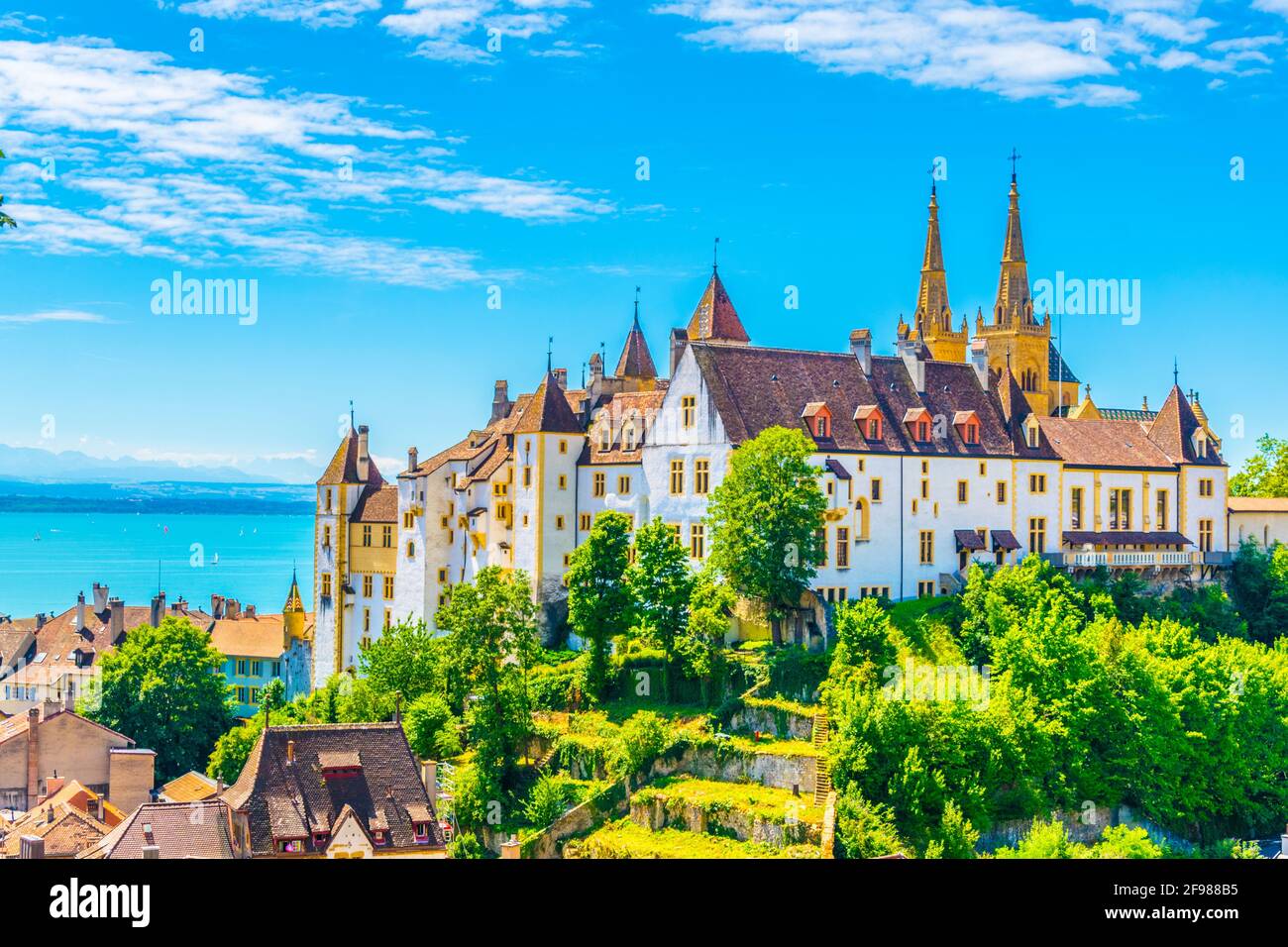 Neuchatel castle in Switzerland Stock Photo - Alamy