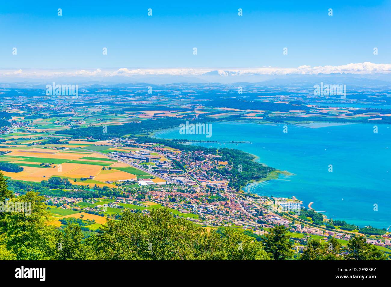 Aerial view of neuchatel lake in Switzerland Stock Photo - Alamy