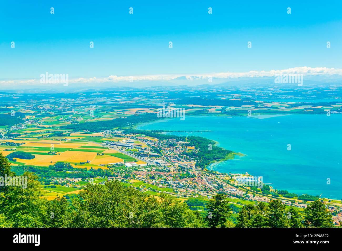 Aerial view of neuchatel lake in Switzerland Stock Photo - Alamy