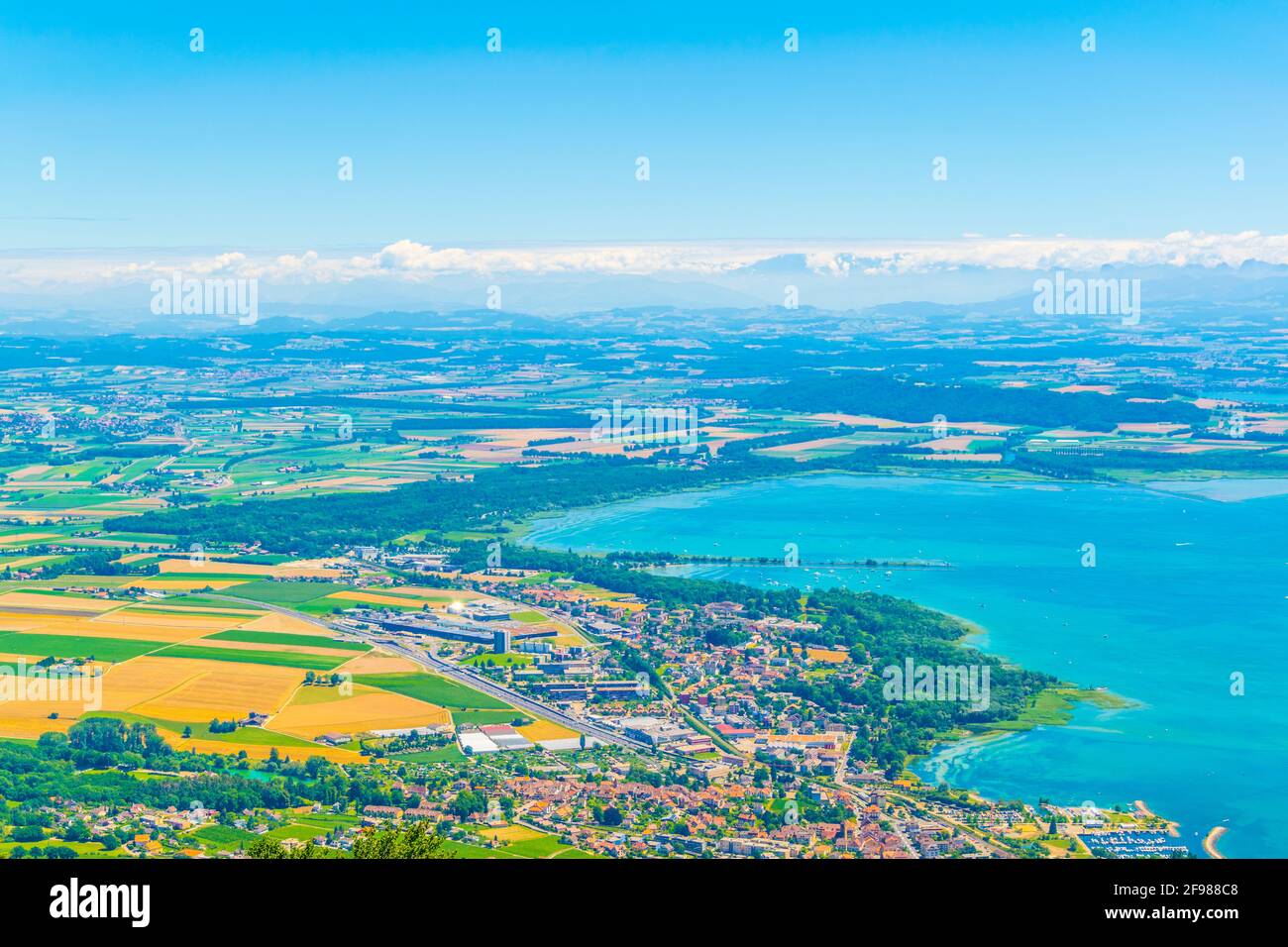Aerial view of neuchatel lake in Switzerland Stock Photo - Alamy