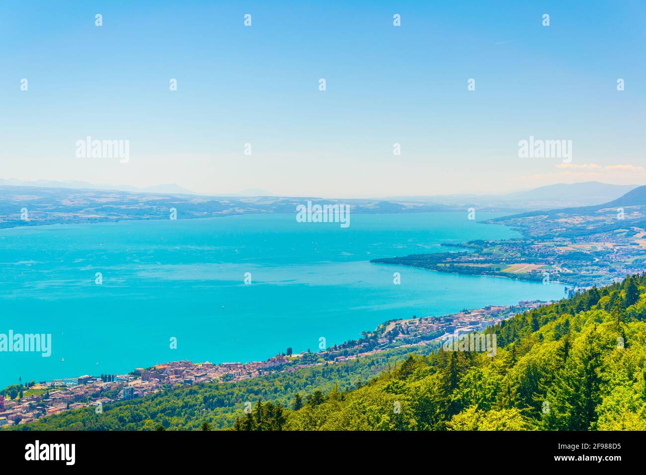 Aerial view of neuchatel lake in Switzerland Stock Photo - Alamy