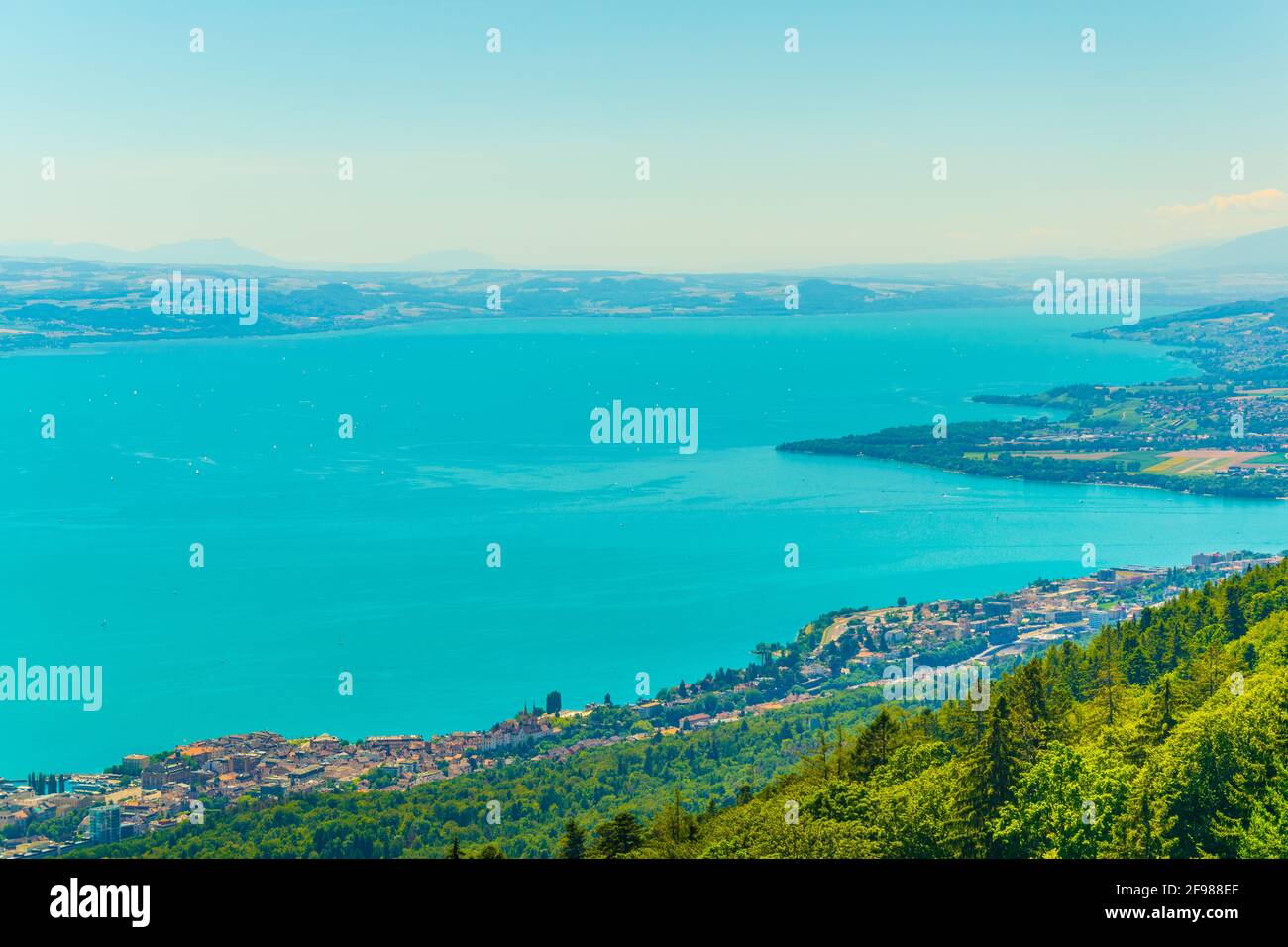 Aerial view of neuchatel lake in Switzerland Stock Photo - Alamy