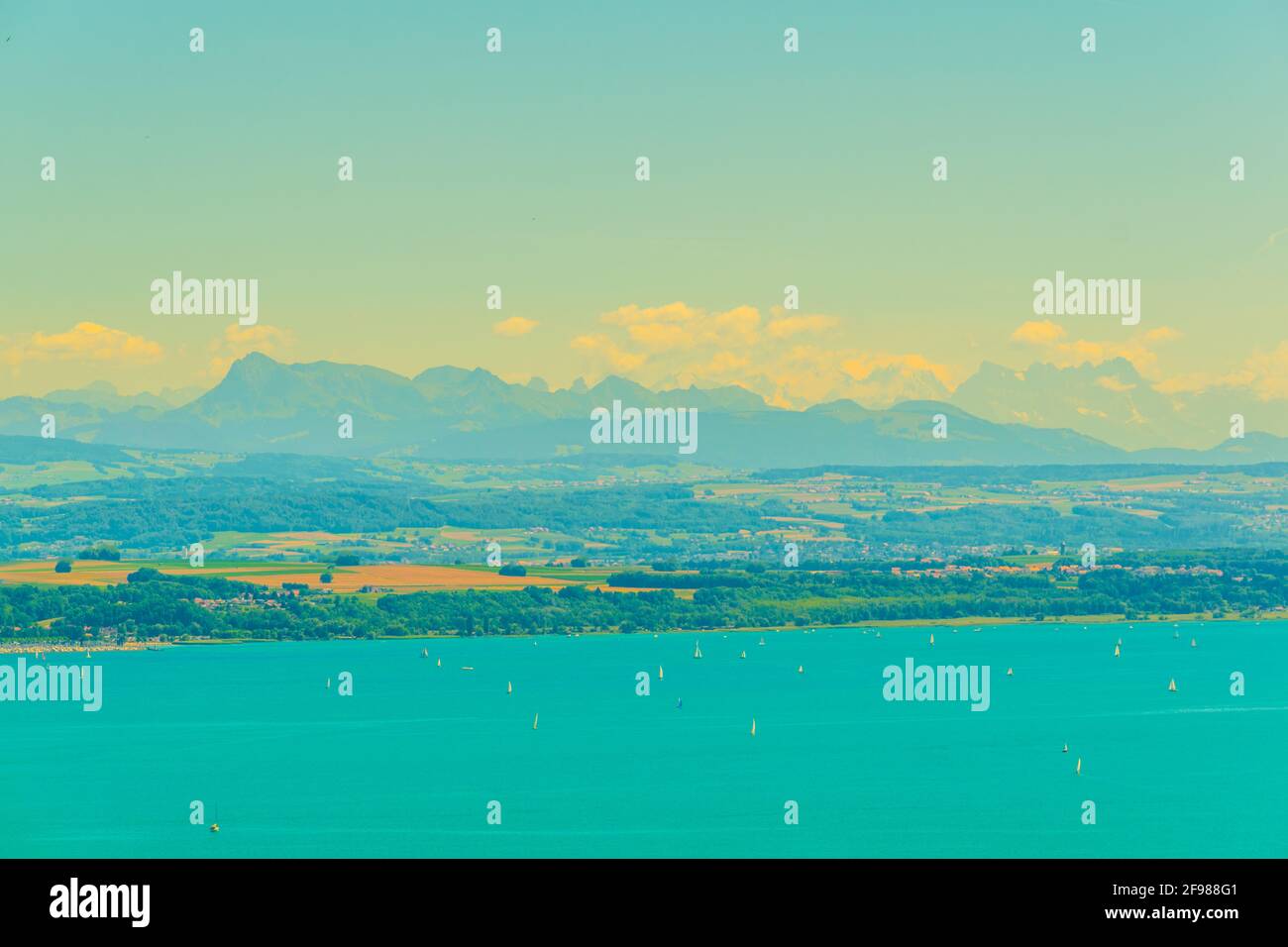 Aerial view of neuchatel lake in Switzerland Stock Photo - Alamy