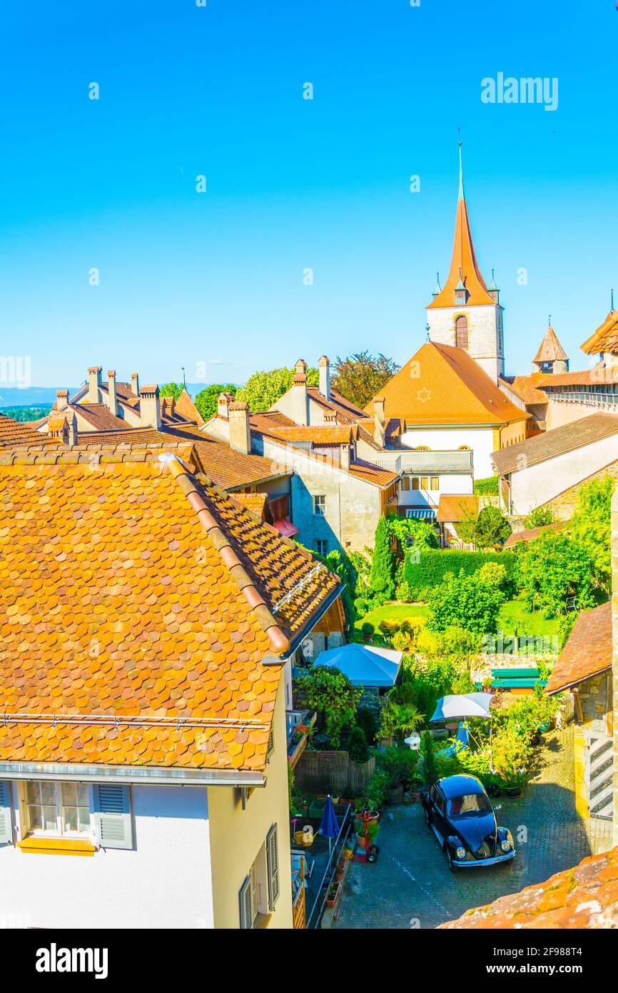 German reformed church in Murten, Switzerland Stock Photo - Alamy