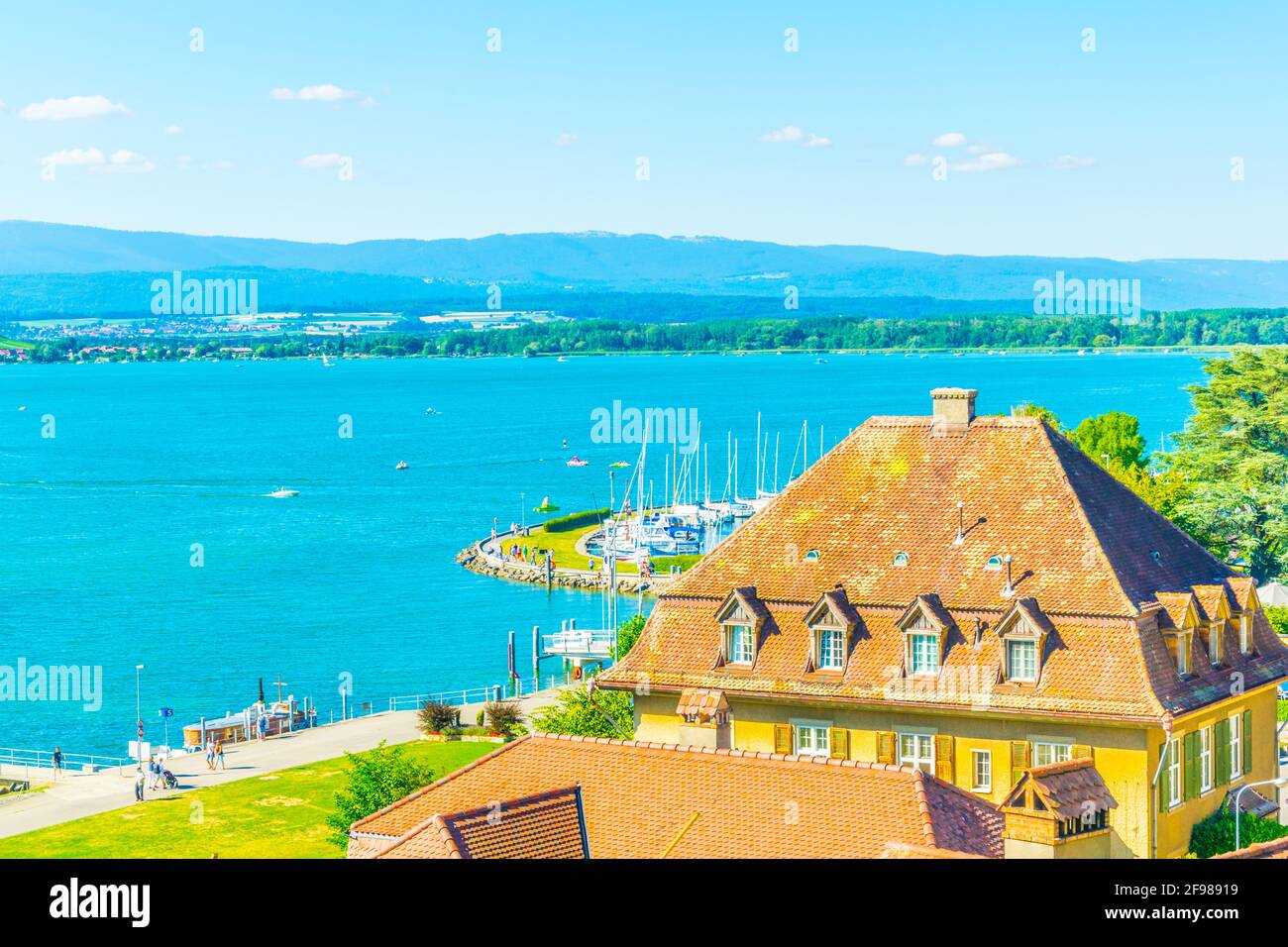 Aerial view of Murten lake in Switzerland Stock Photo - Alamy