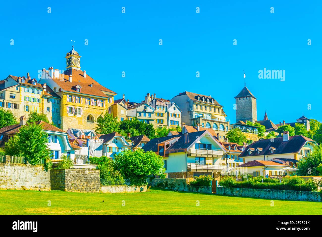 View of the historical city Murten in Switzerland Stock Photo - Alamy