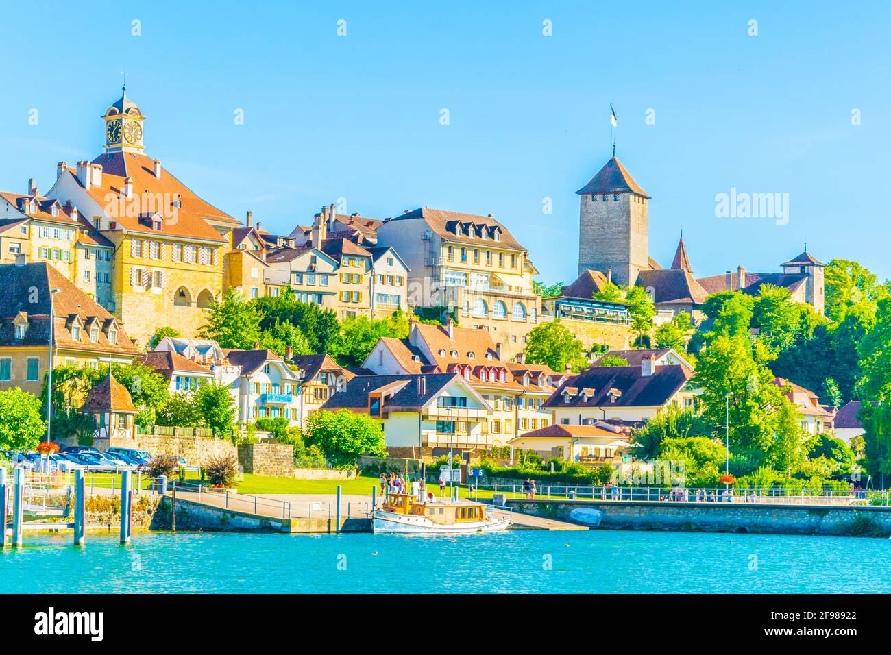 View of the historical city Murten in Switzerland Stock Photo - Alamy