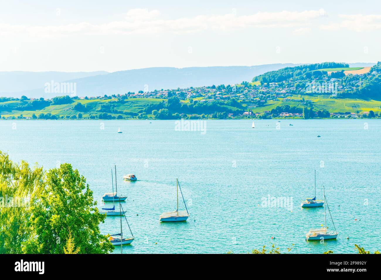 Aerial view of Murten lake in Switzerland Stock Photo - Alamy