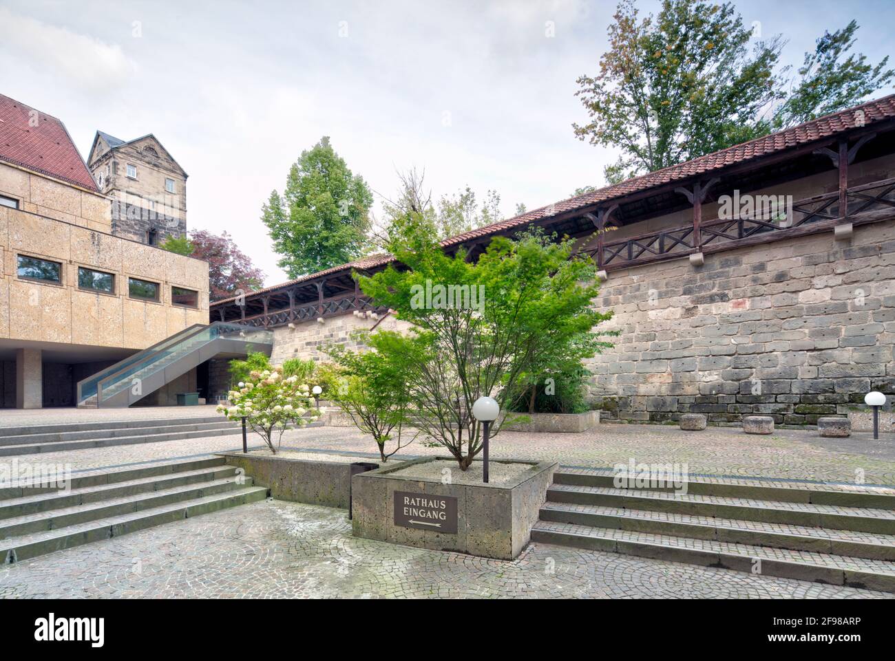 Town hall, facade, city wall, old town, architecture, autumn, Kronach ...
