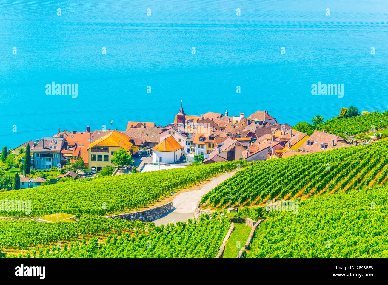Aerial view of Rivaz and Geneva lake in Switzerland Stock Photo - Alamy