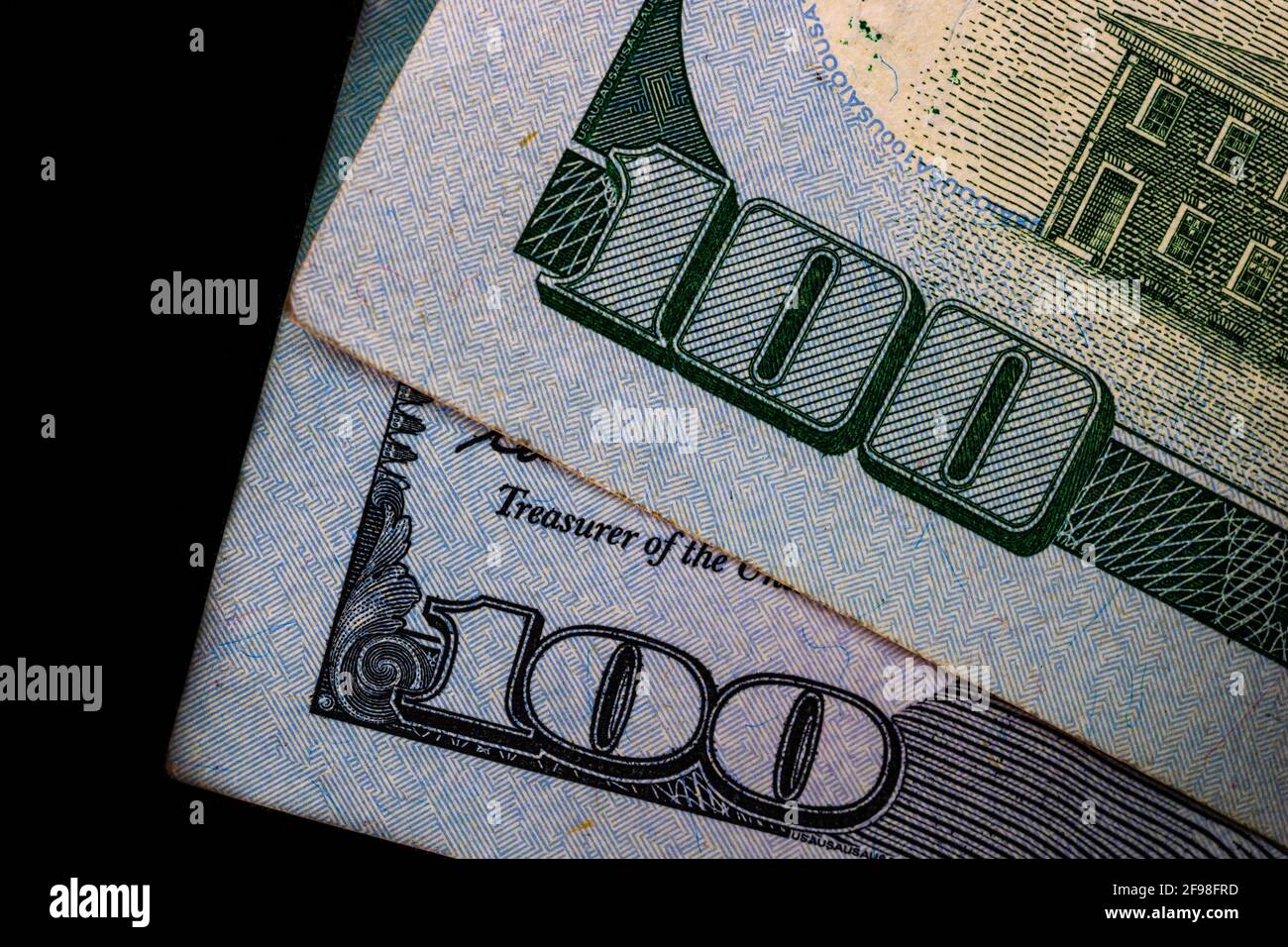 Closeup of 100 US dollar money banknotes - inflation and economy ...