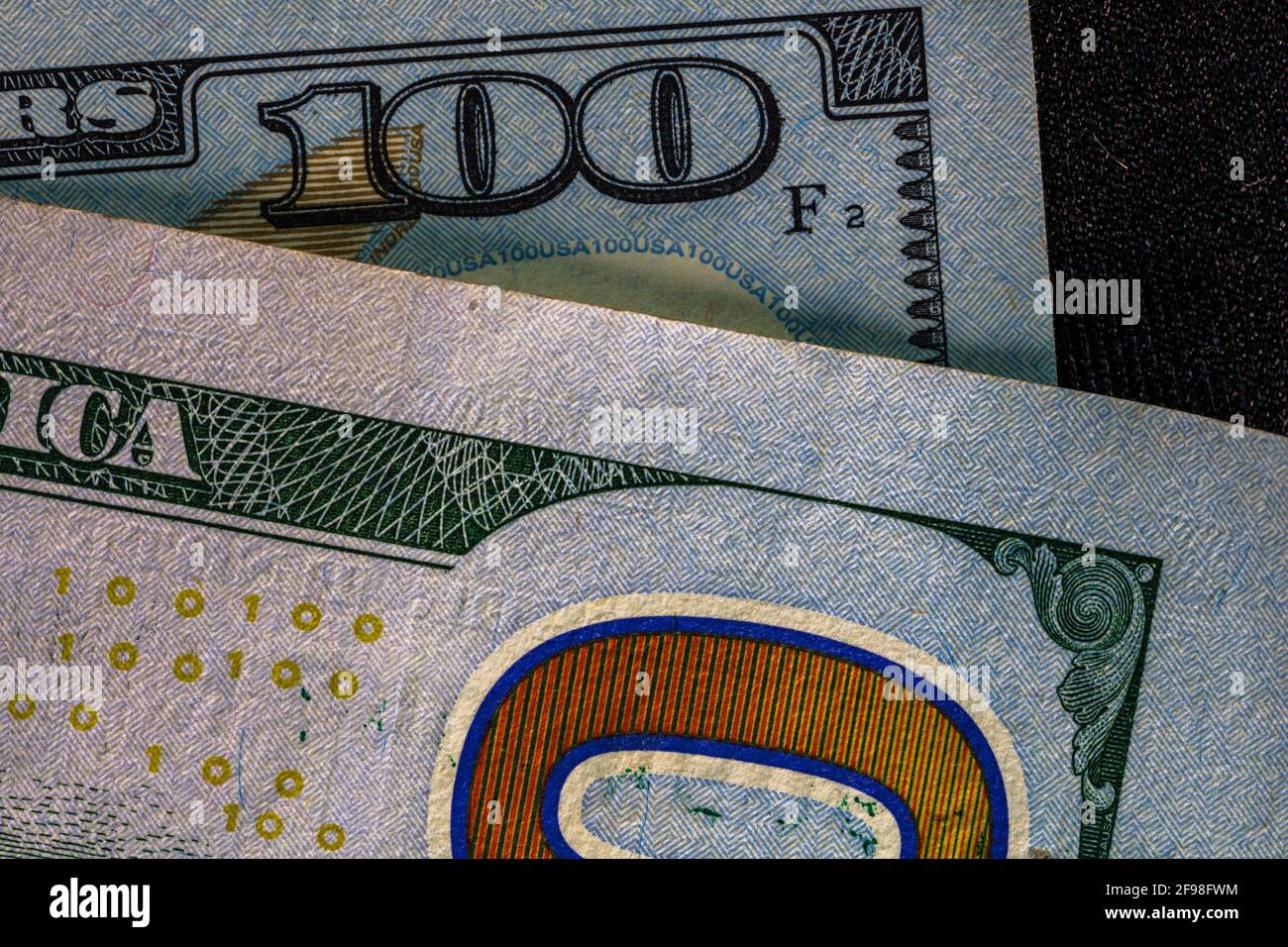 Closeup of 100 US dollar money banknotes - inflation and economy ...