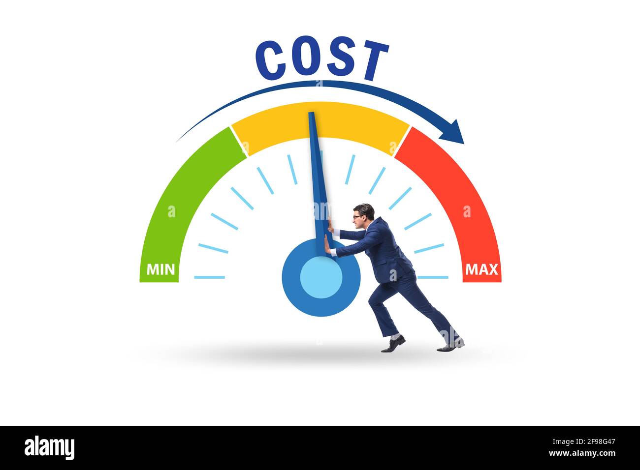 Cost management concept with the businessman Stock Photo - Alamy