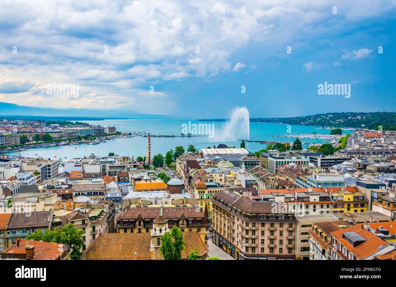 Aerial view of Geneva from Cathedral Saint Pierre, Switzerland Stock ...